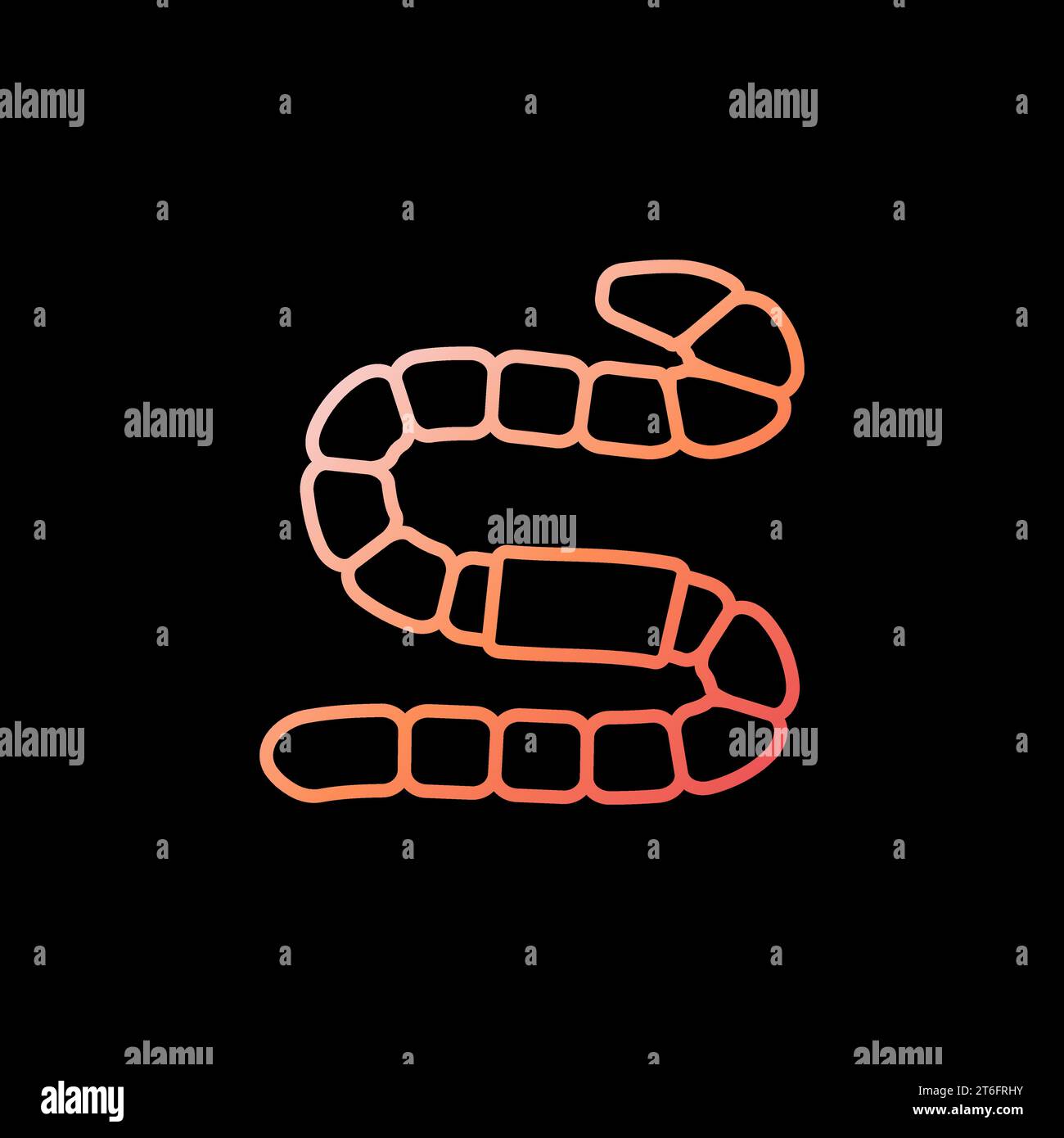 Worm vector concept outline colorful icon - Roundworm symbol on dark ...