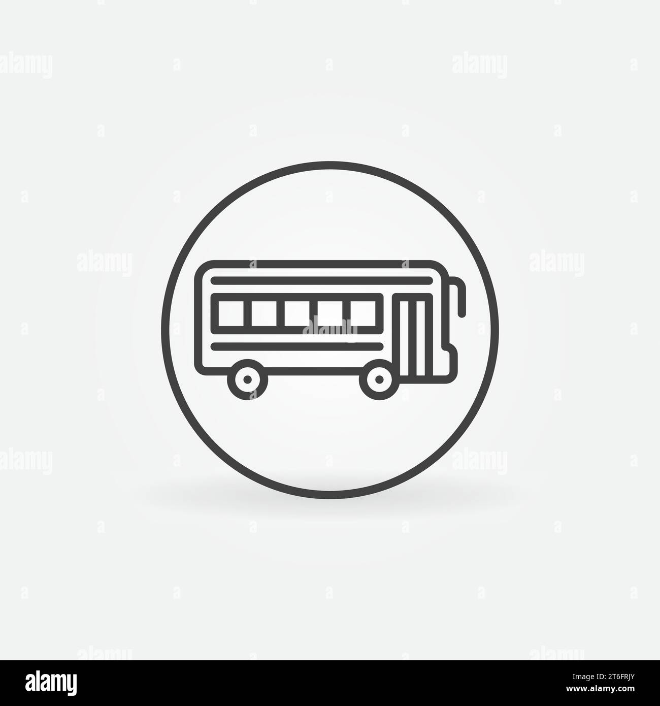 School Bus inside Circle vector concept icon in outline style. Side ...