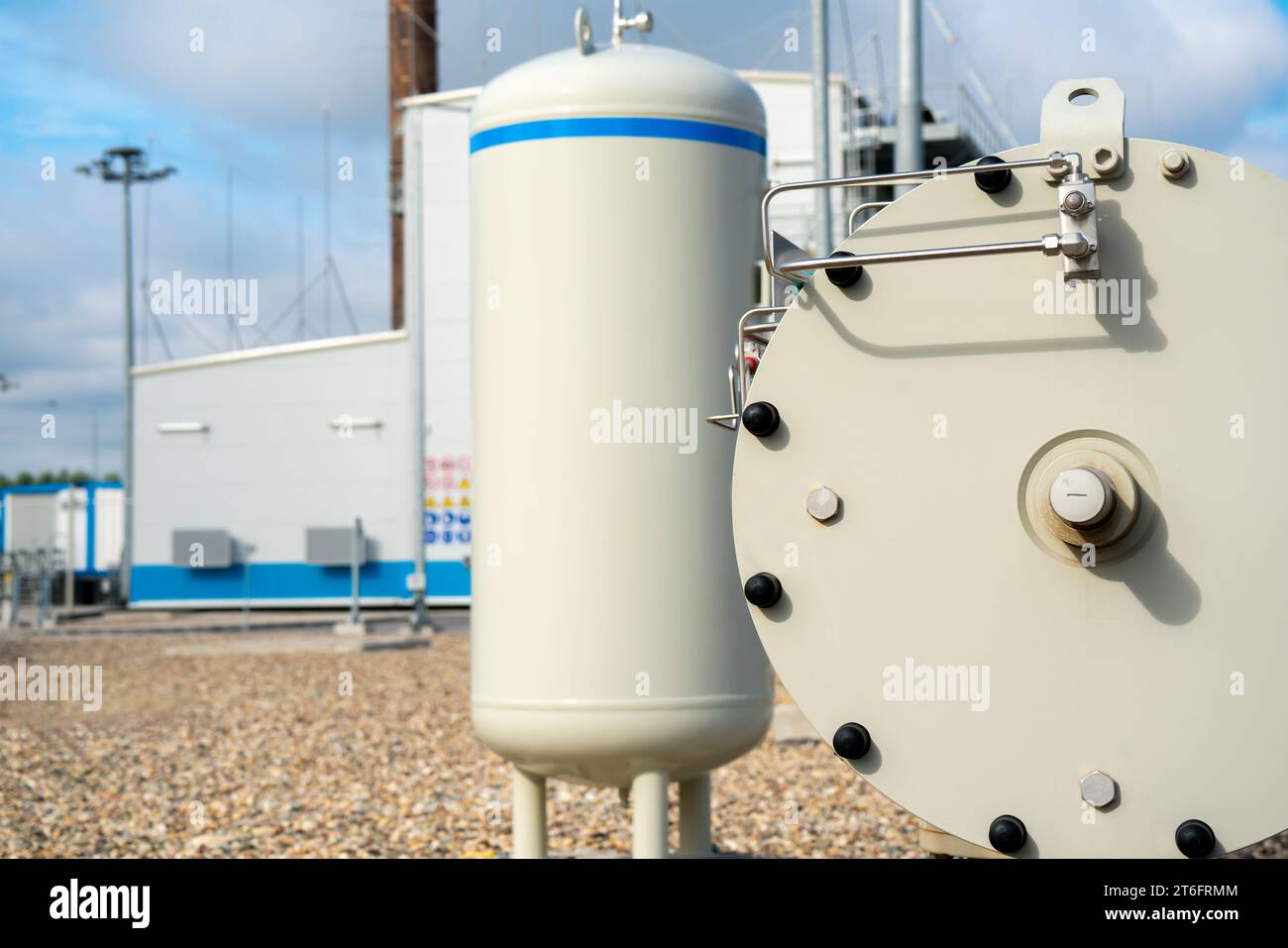 Air receiver for controlling a valve at a gas compressor station Stock ...