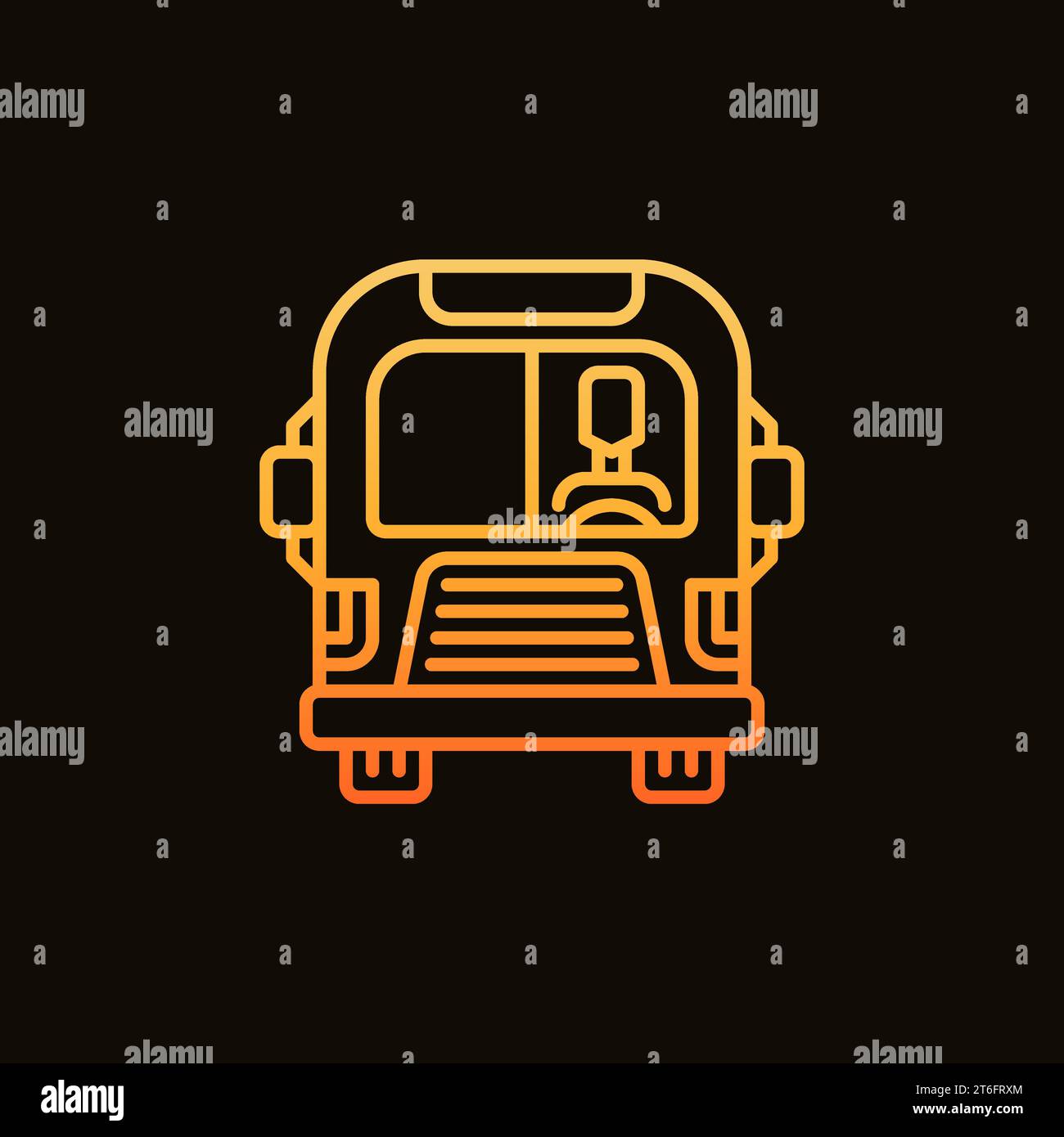 Driver in School Bus thin line vector concept yellow icon or logo ...