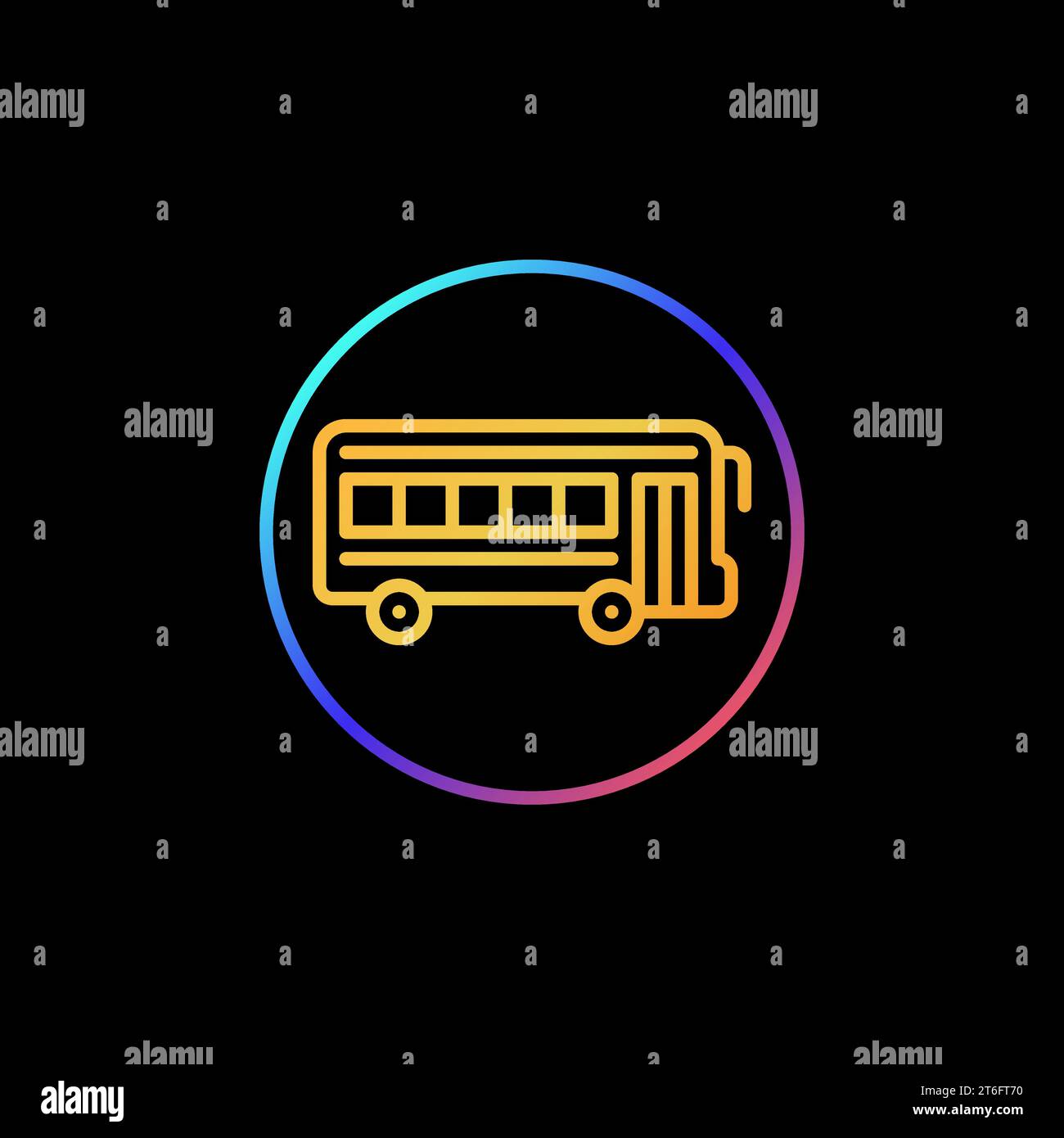 School Bus inside Circle vector concept colorful line icon or symbol on ...