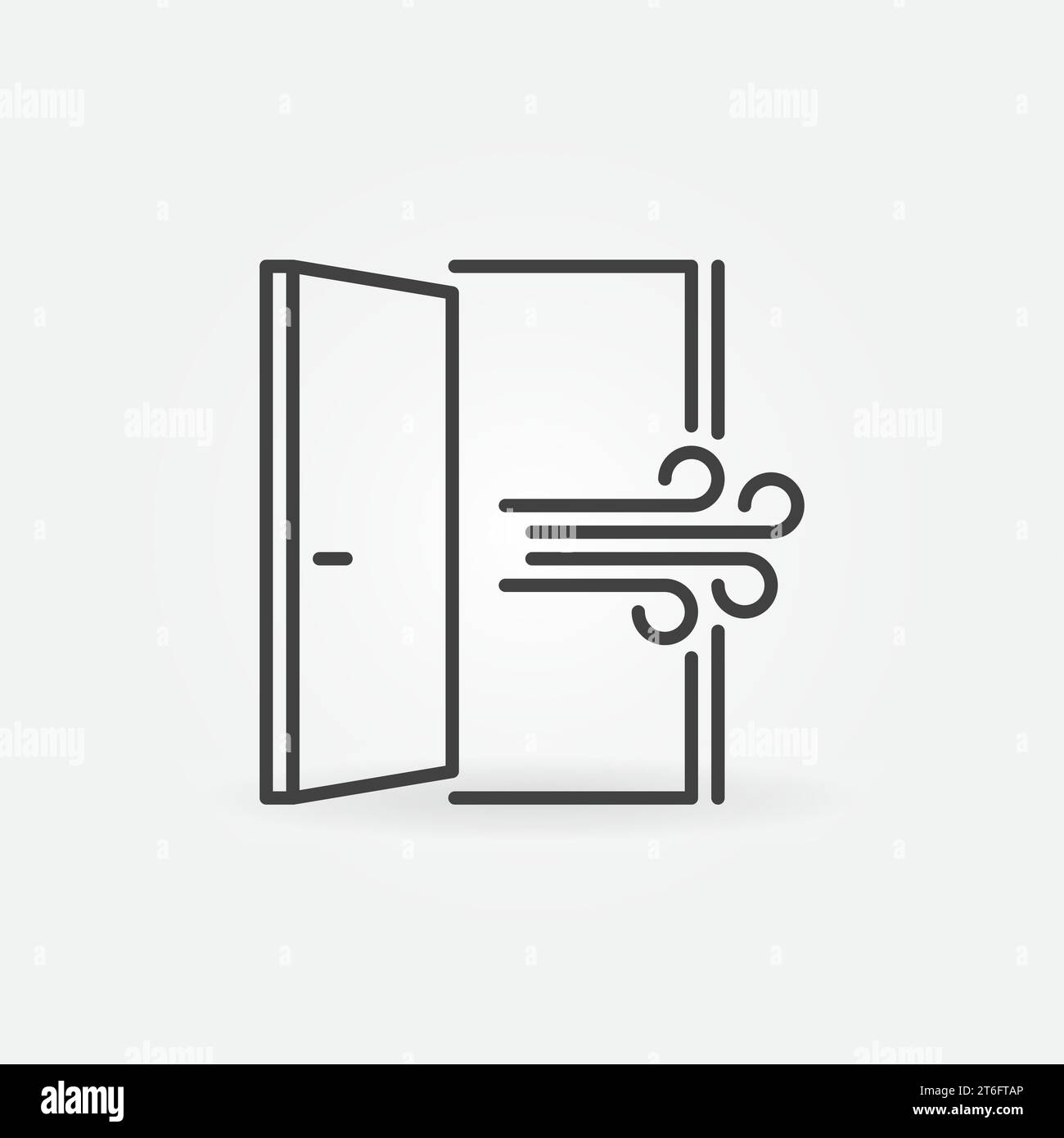 Open Door outline icon - Room Ventilation vector concept line symbol ...