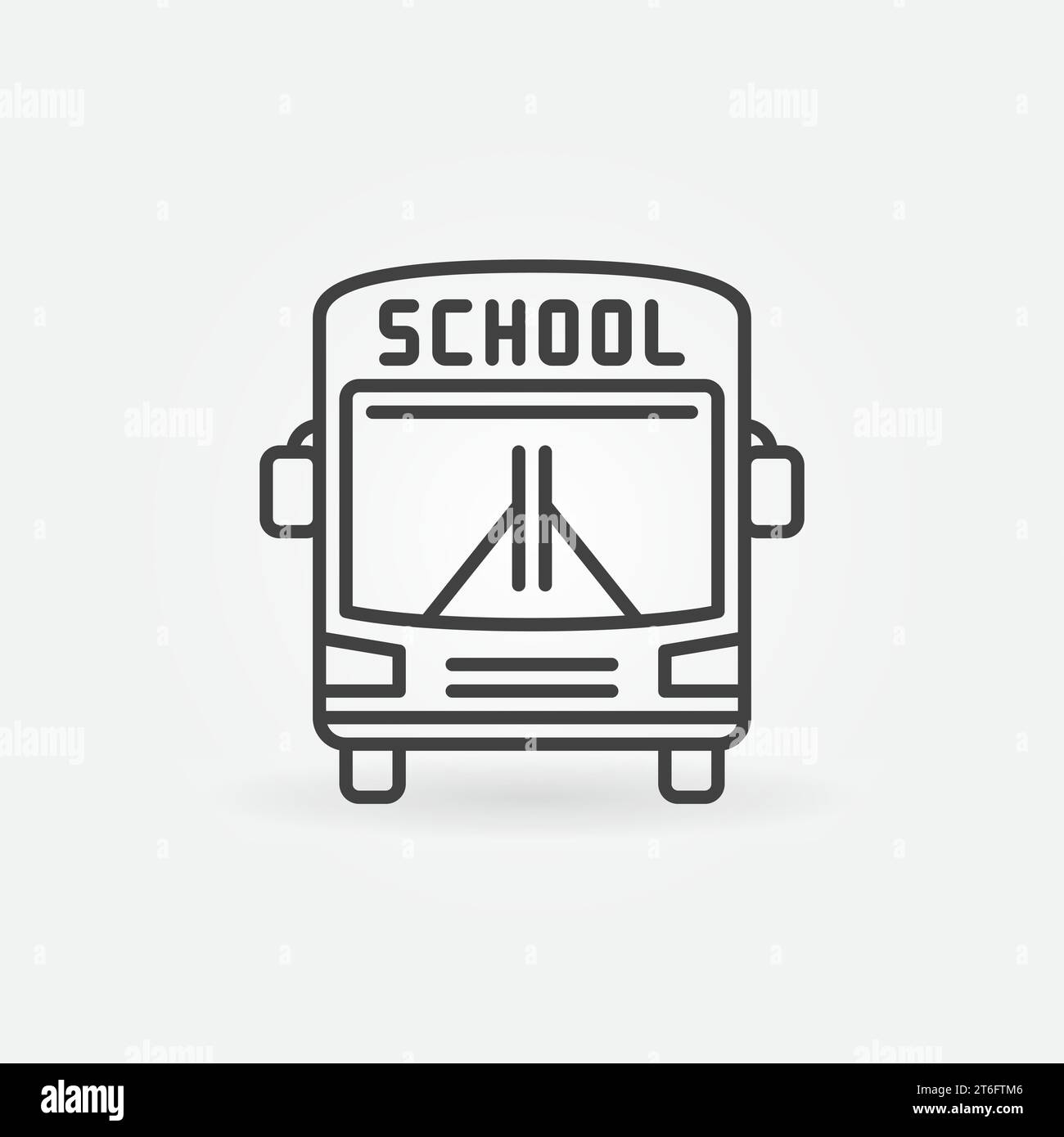 School Bus linear vector concept icon. Schoolbus symbol front view ...
