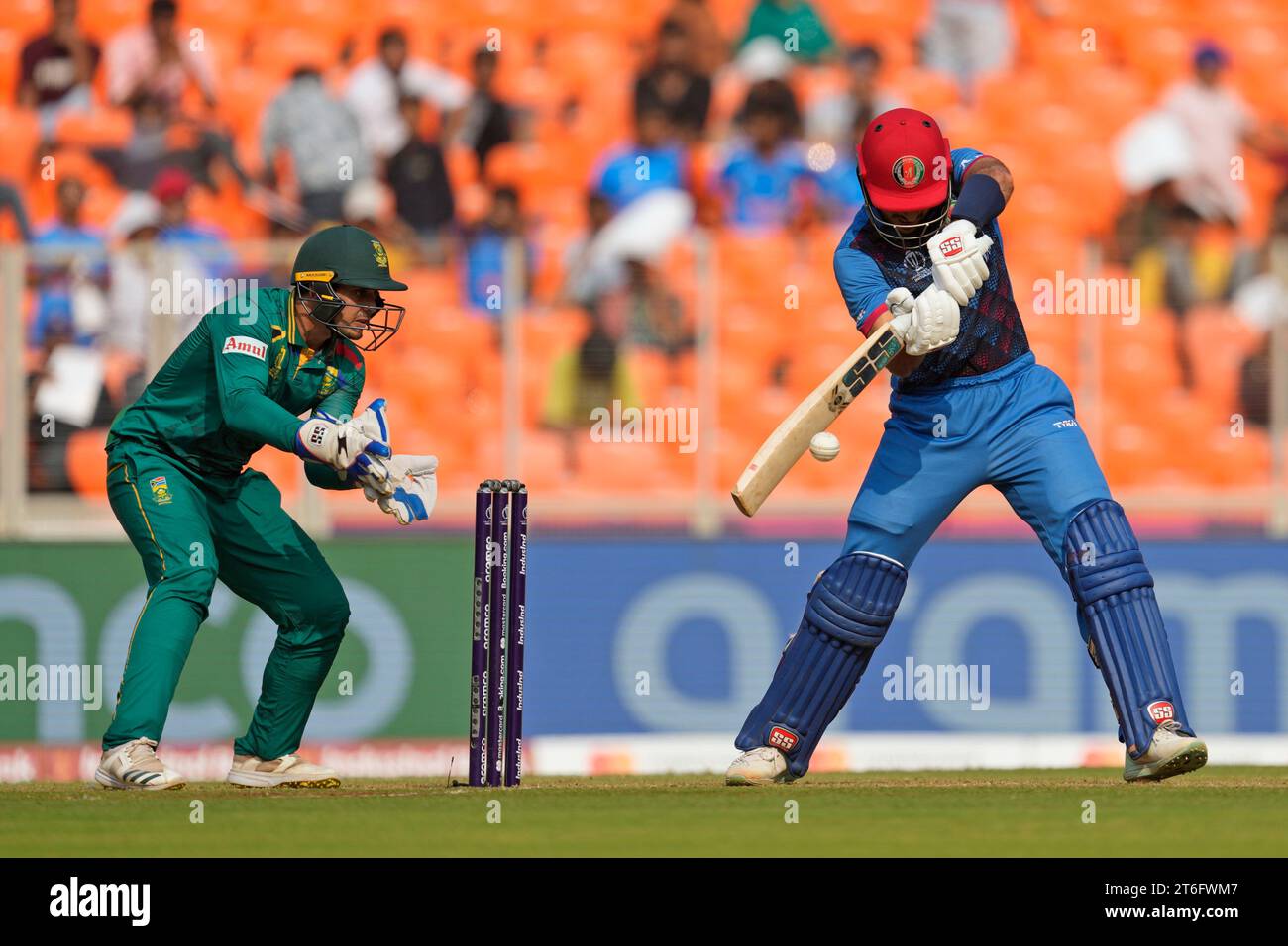 Afghanistan's Rahmat Shah bats during the ICC Men's Cricket World Cup ...