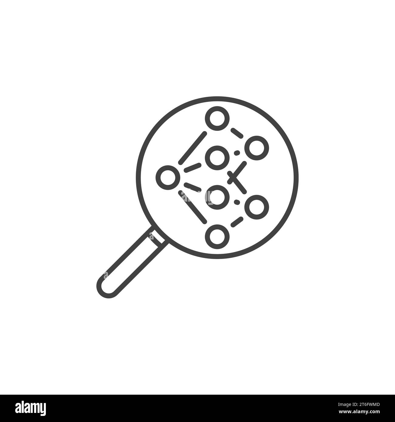 Magnifying Glass With Neural Network Vector Concept Icon Or Symbol In Outline Style Stock Vector