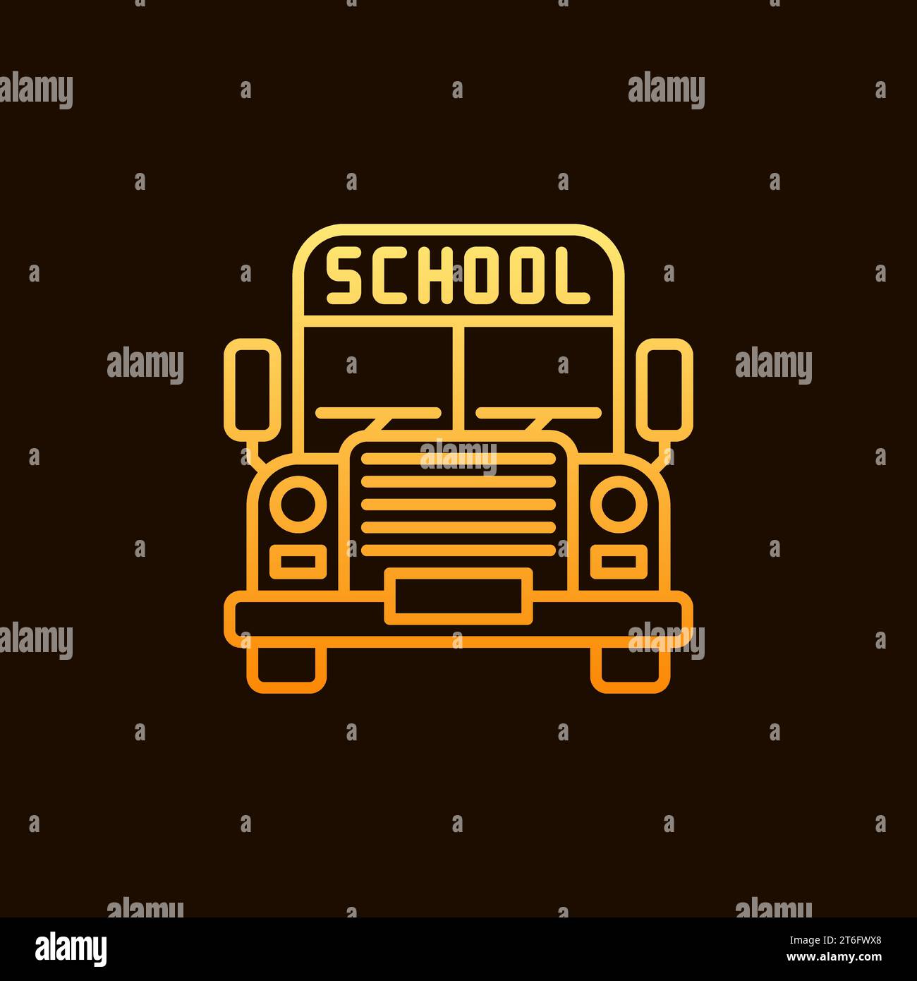 School Bus vector concept yellow icon in line style. Front view Stock ...