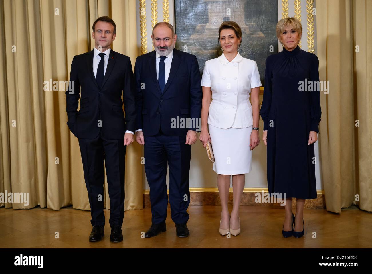 President Emmanuel Macron and his wife Brigitte with Nikol Pachinian ...