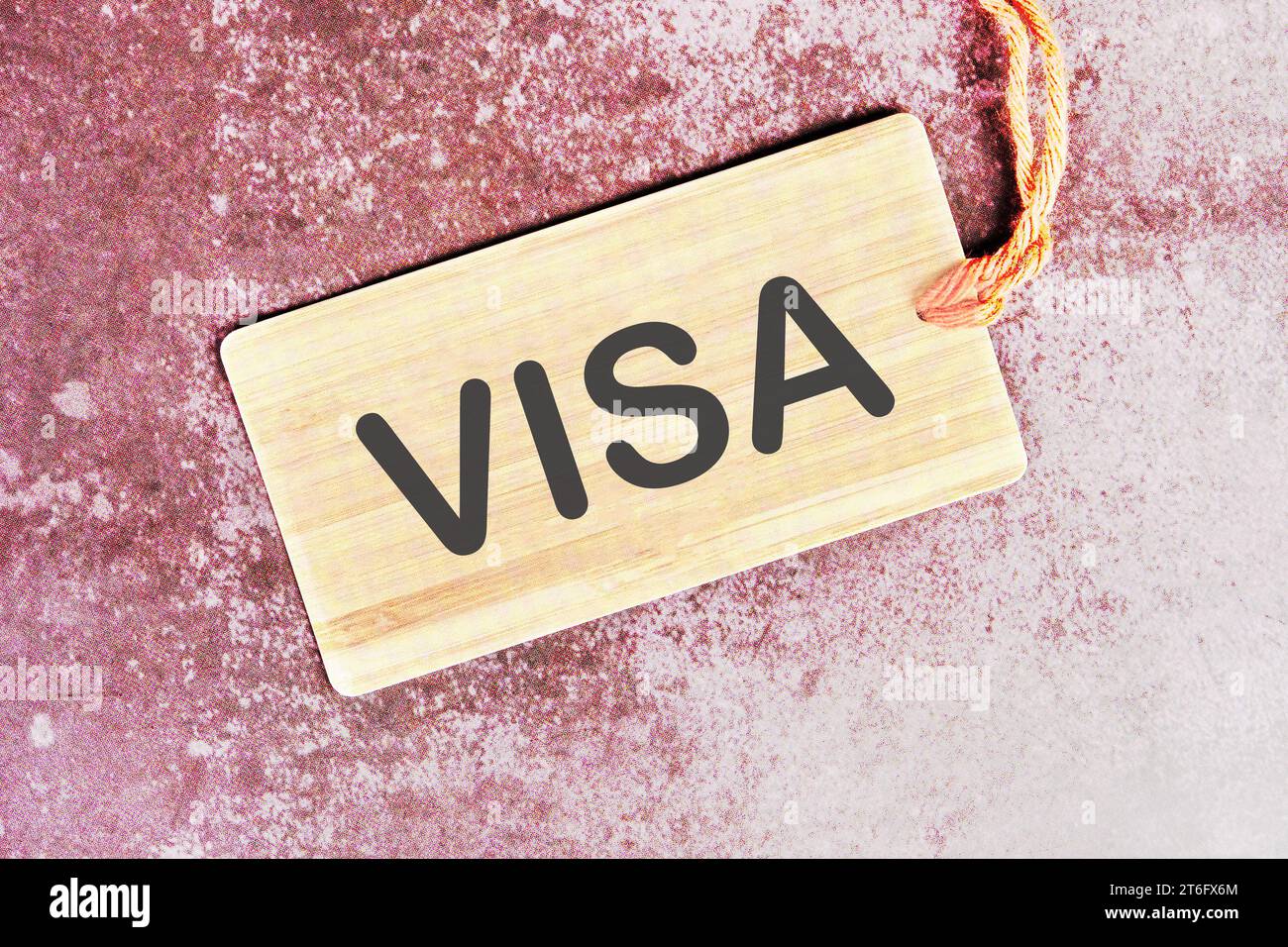 VISA word written on a card with a rope on an abstract background Stock ...