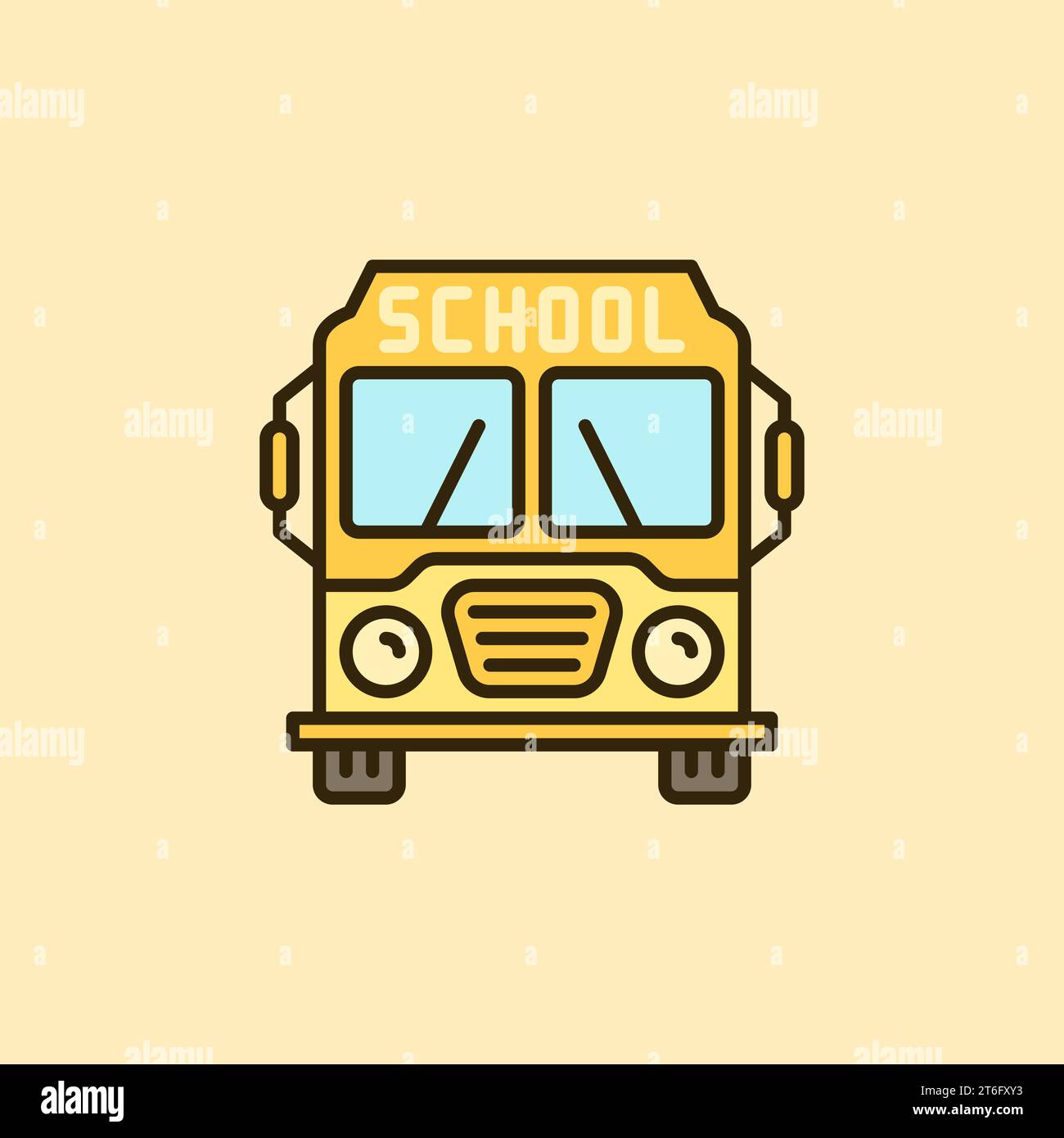 Yellow School Bus vector concept colored icon - Front View Stock Vector ...