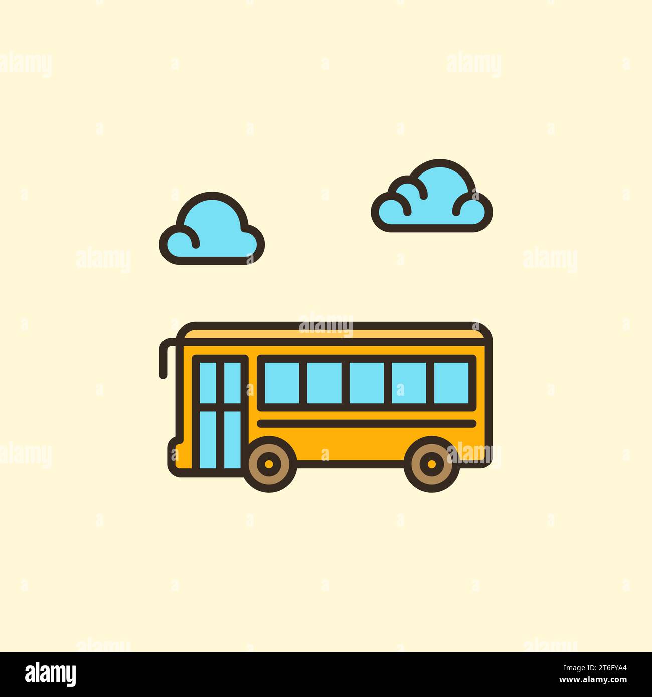 Yellow School Bus vector concept simple colored icon or symbol - Side ...