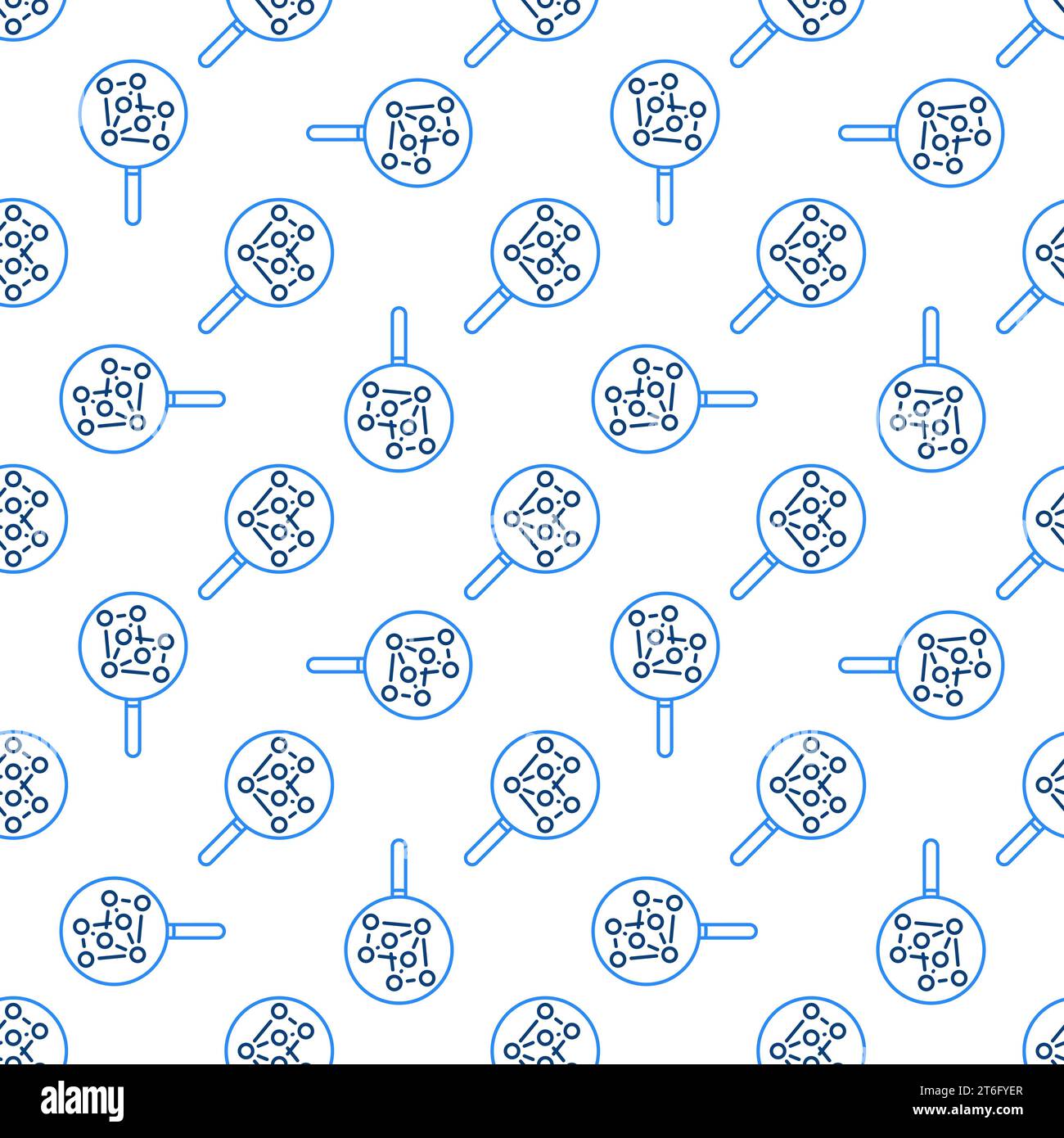 Magnifying Glass with Neural Network vector concept seamless pattern in outline style Stock ...