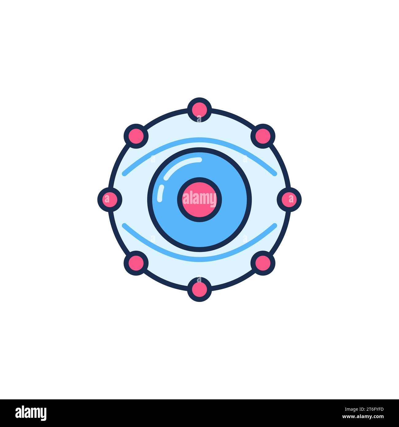Neural Network Eye vector Image Recognition concept colored icon or ...