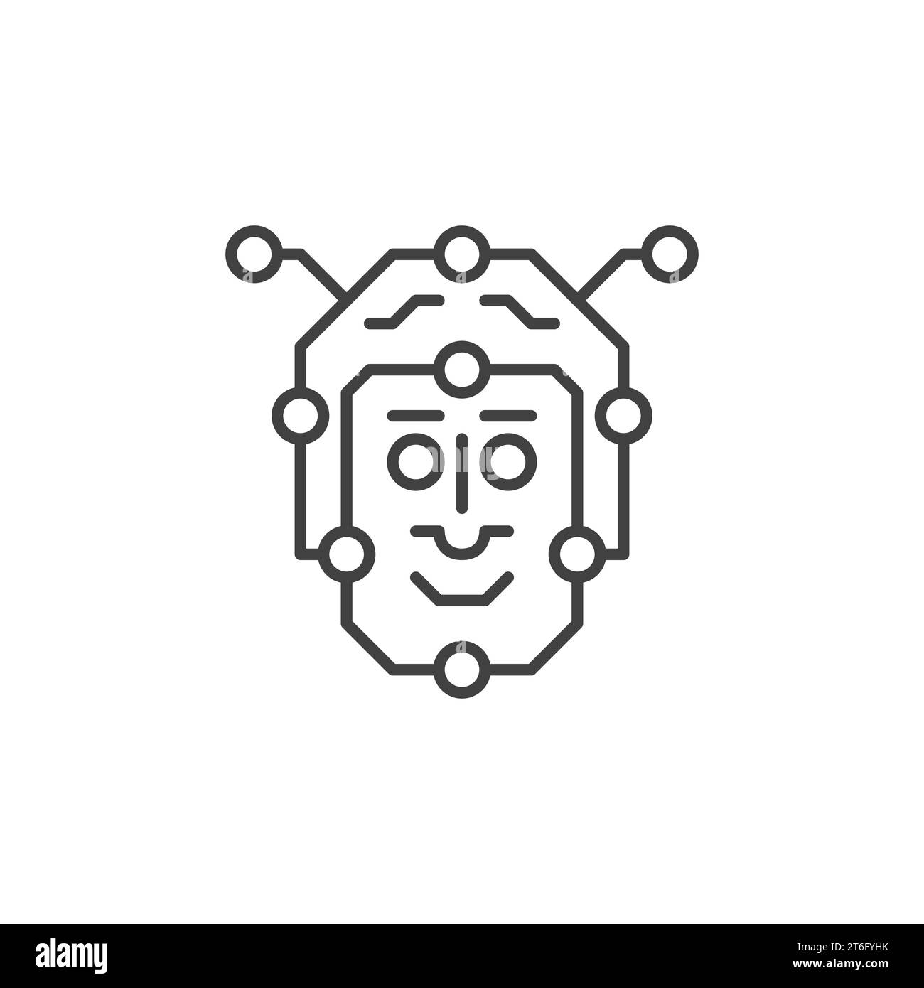 Artificial Intelligence Face vector Robot Head concept thin line icon - front view Stock Vector ...