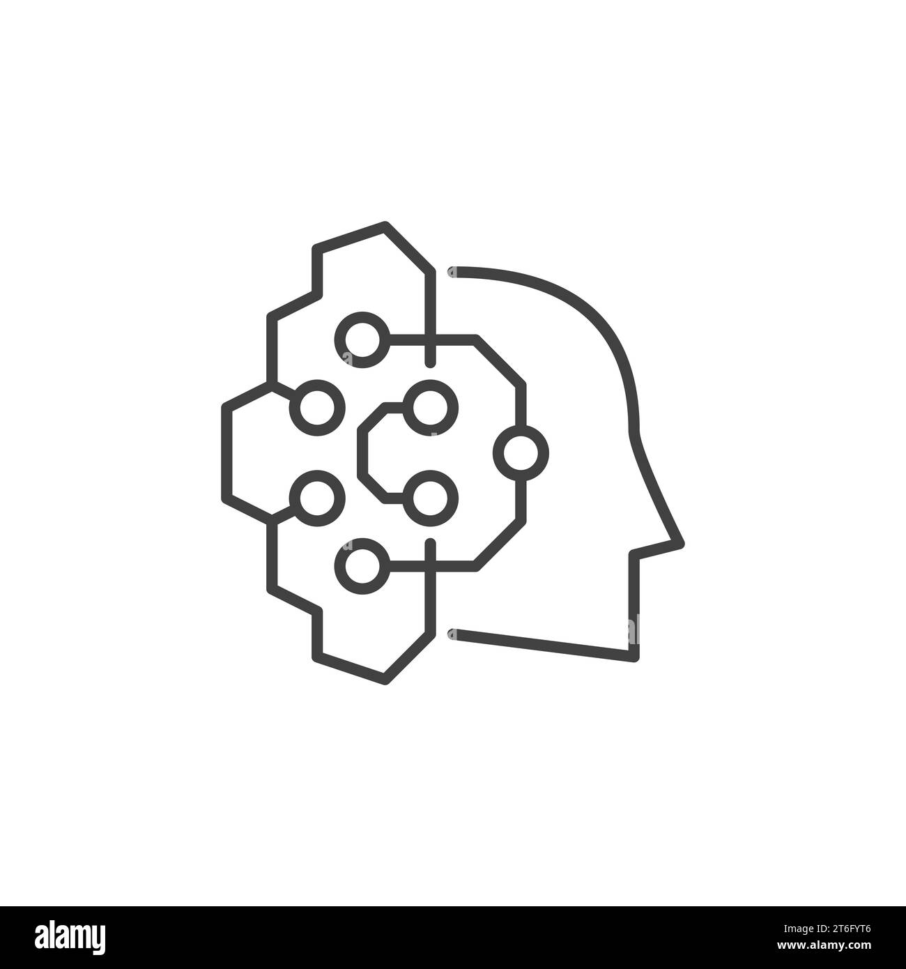 AI connected with Head with Circuits vector concept linear icon or symbol Stock Vector Image ...