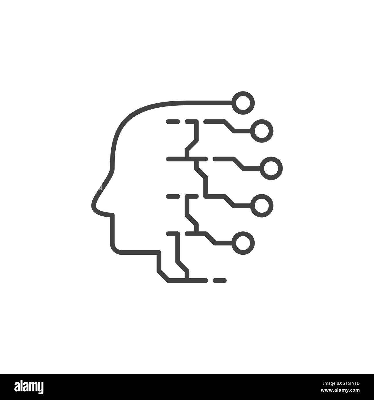 Ai Human Head Vector Artificial Intelligence Technology Concept Icon Or Symbol In Outline Style