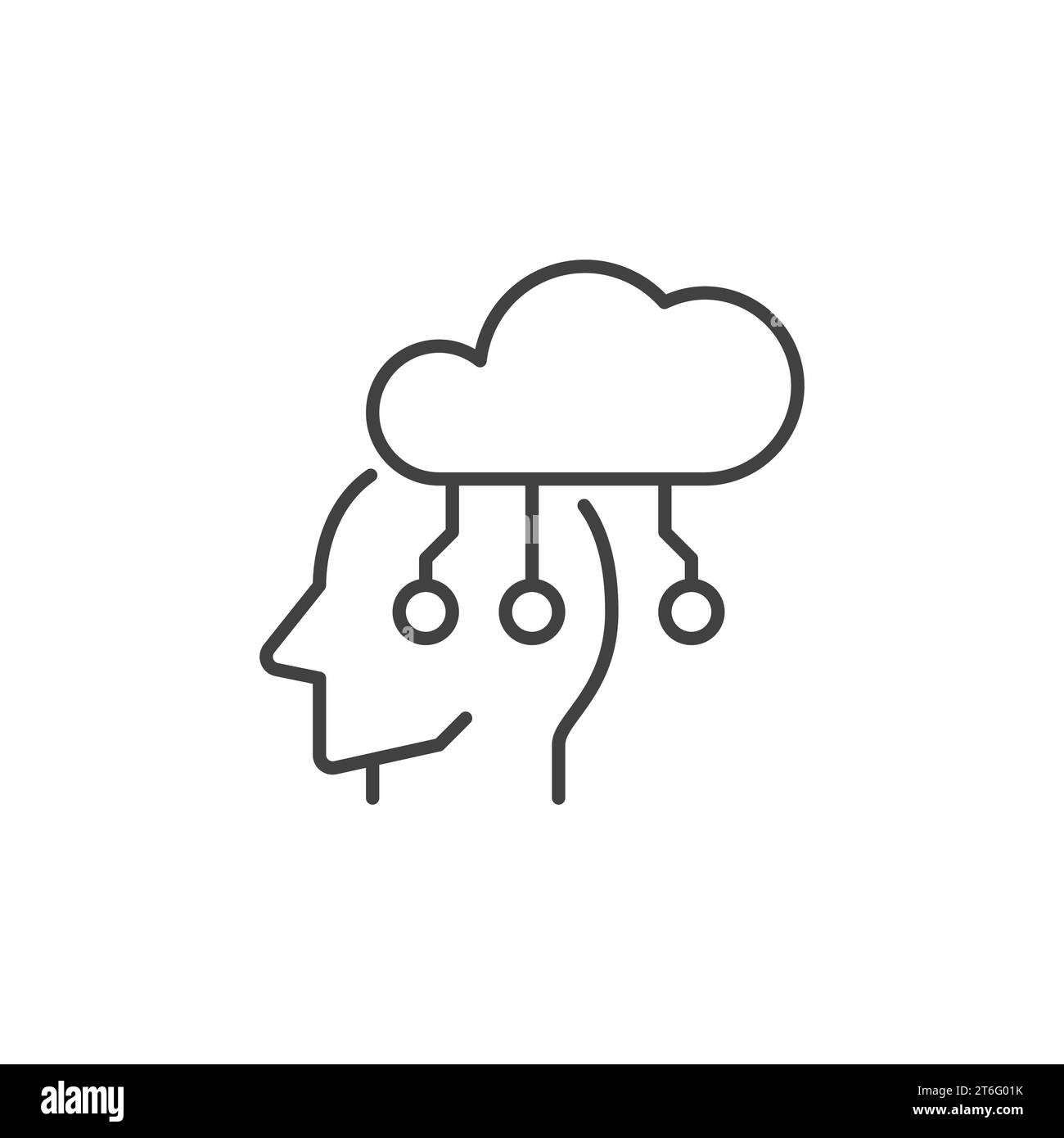 Head connected with Cloud vector Information concept linear icon or ...
