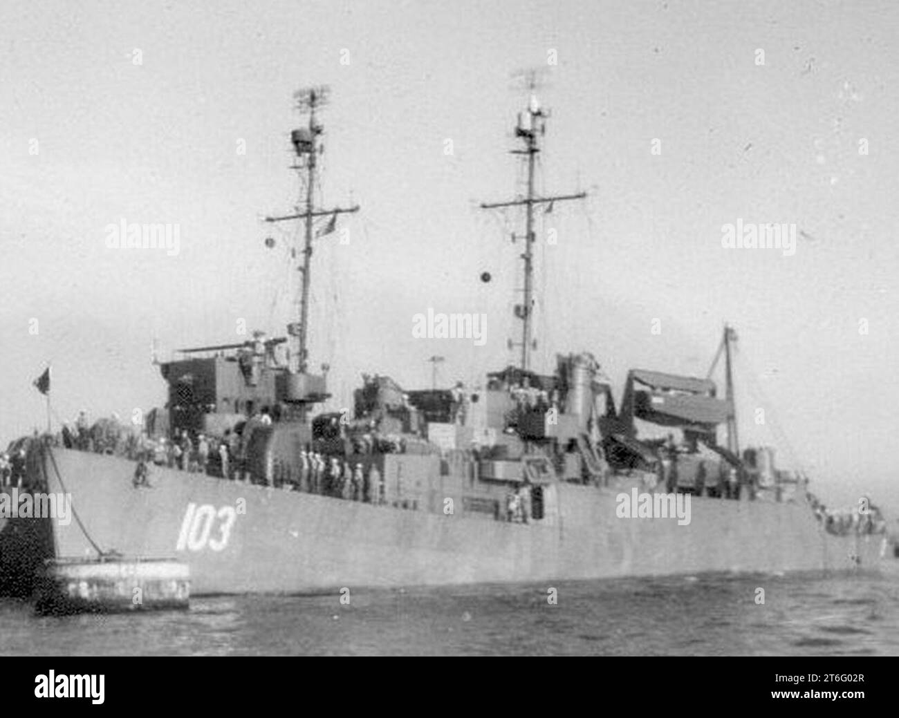 USS Tollberg (APD-103) at anchor, in December 1945 Stock Photo - Alamy