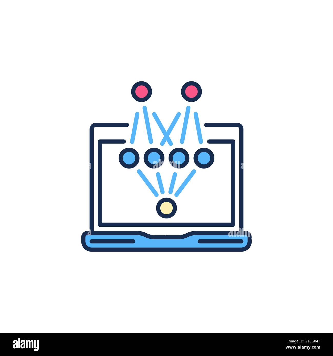 Neural Network on Laptop Screen vector concept colored icon or logo ...