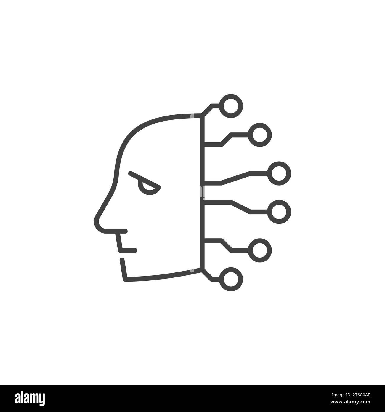 Robot Head with Circuits vector Artificial Intelligence concept linear icon or symbol Stock ...
