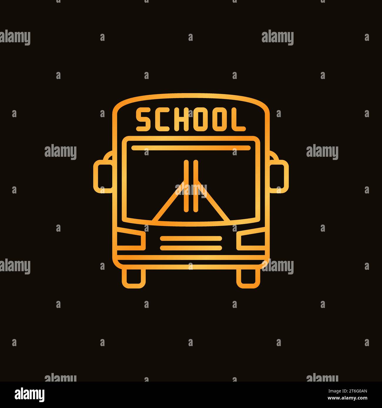 School Bus vector concept yellow outline icon. Schoolbus symbol on dark ...