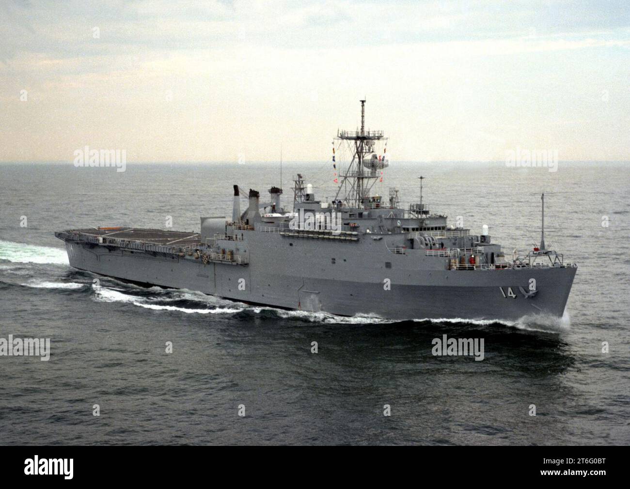 USS Trenton (LPD-14) underway in the Atlantic Ocean on 1 May 1986 ...