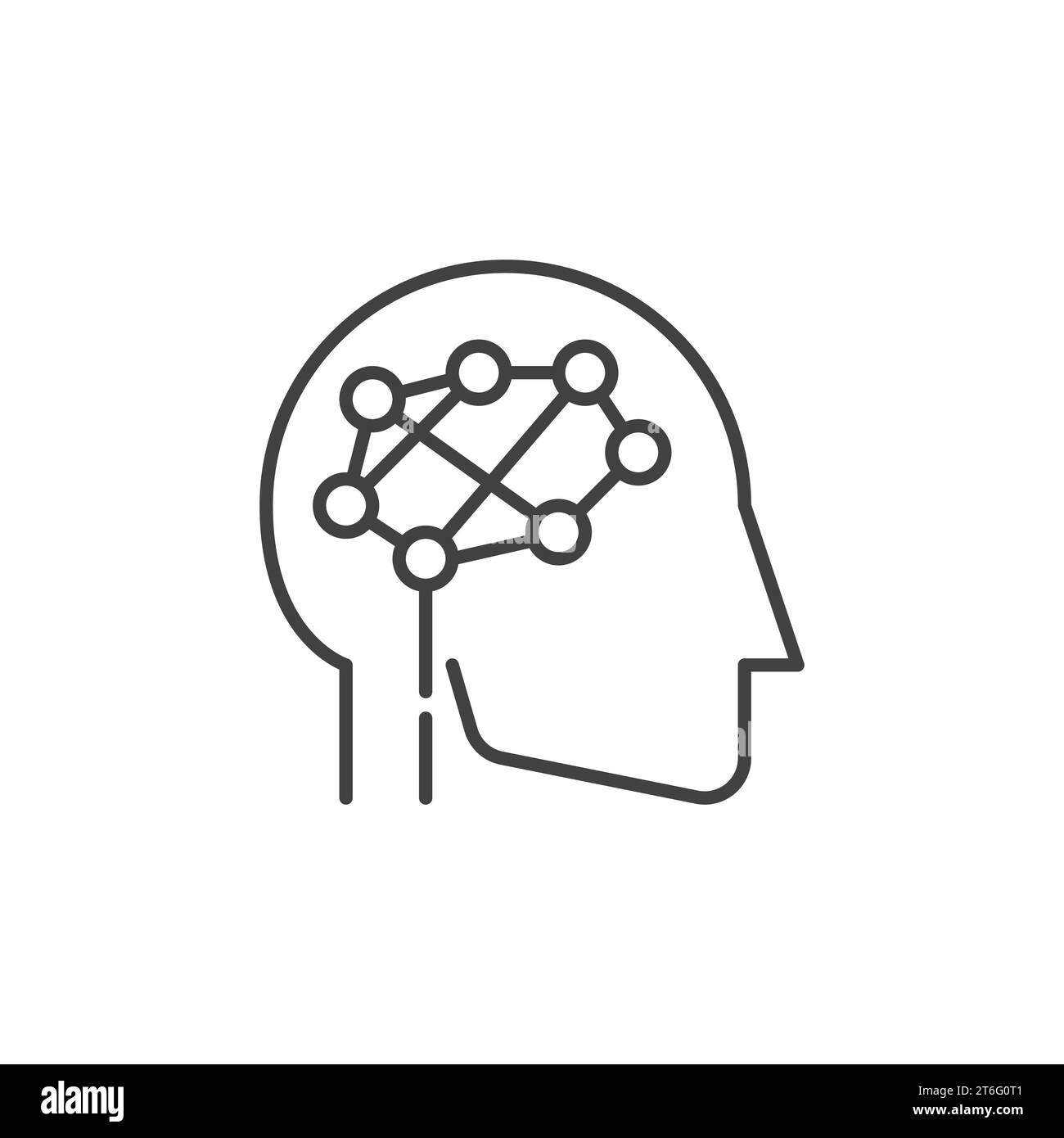 Head with Digital Brain vector concept outline icon or symbol Stock ...