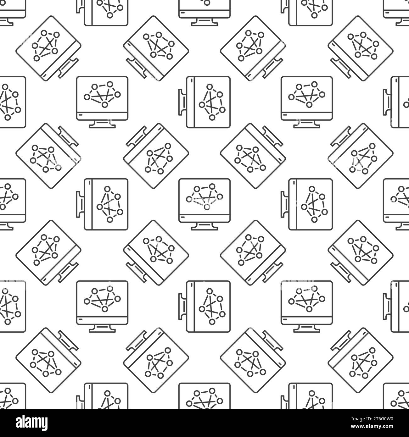 Computer Screen with Neural Network vector concept minimal line ... Computer Screen with Neural Network vector concept minimal line ...