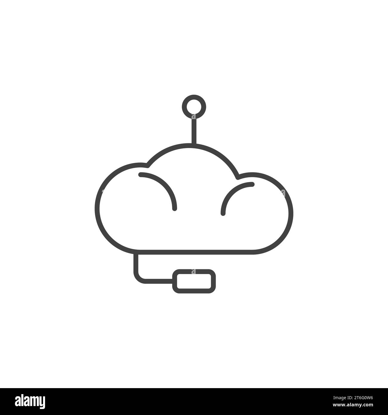 Chatbot Cloud with Headset concept vector icon or symbol in outline ...