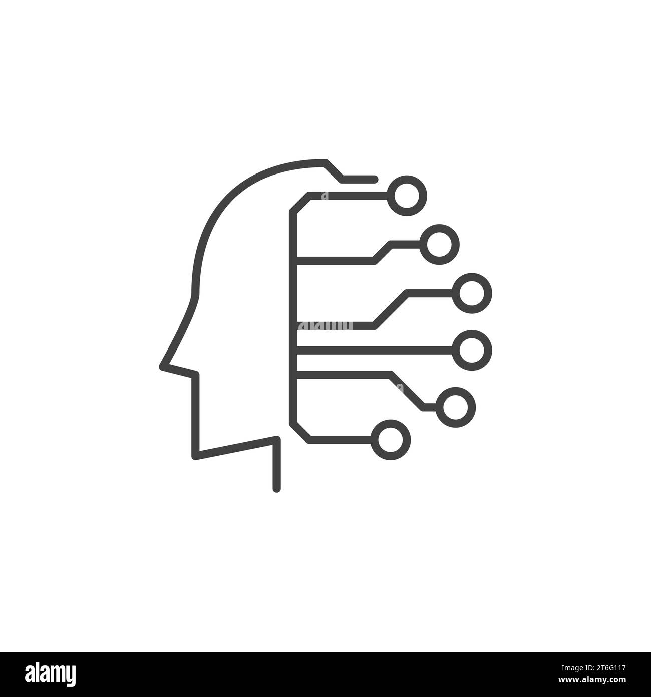 Artificial Intelligence Head vector Technology concept linear icon or ...