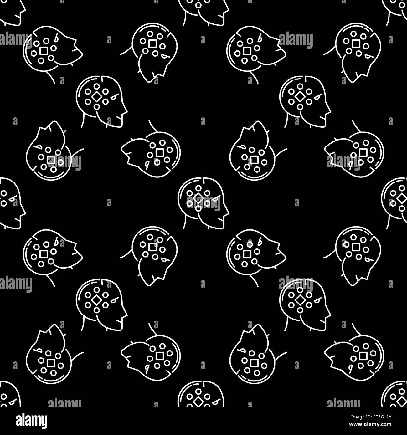 AI and ML Head vector Machine Learning concept dark line seamless ...