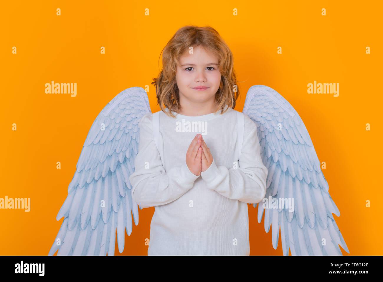 Valentine angel with prayer hands, hope and pray concept. Little cupid ...