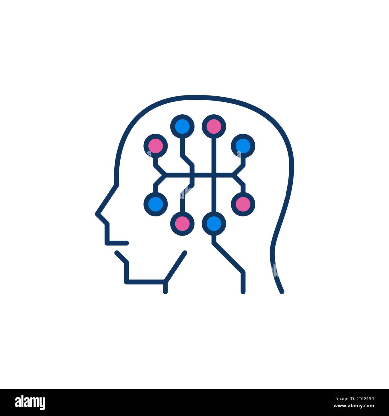 Head with AI Digital Brain vector concept colored icon or design ...