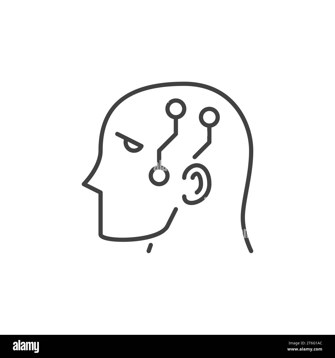 Head with AI Circuits vector Robot Learning concept icon or symbol in outline style Stock Vector ...