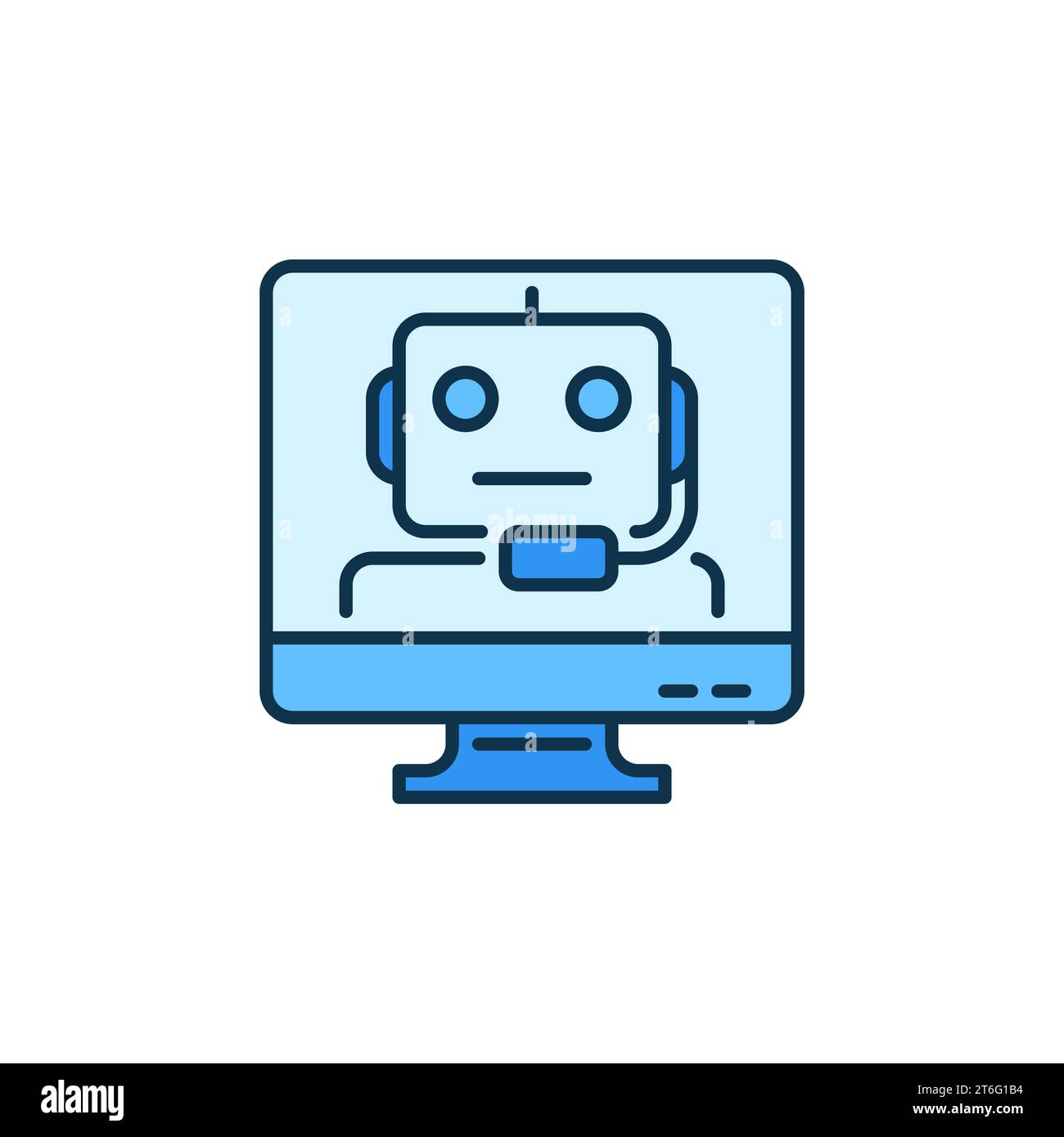 Chatbot on Computer Screen vector Online Chat concept colored icon or ...