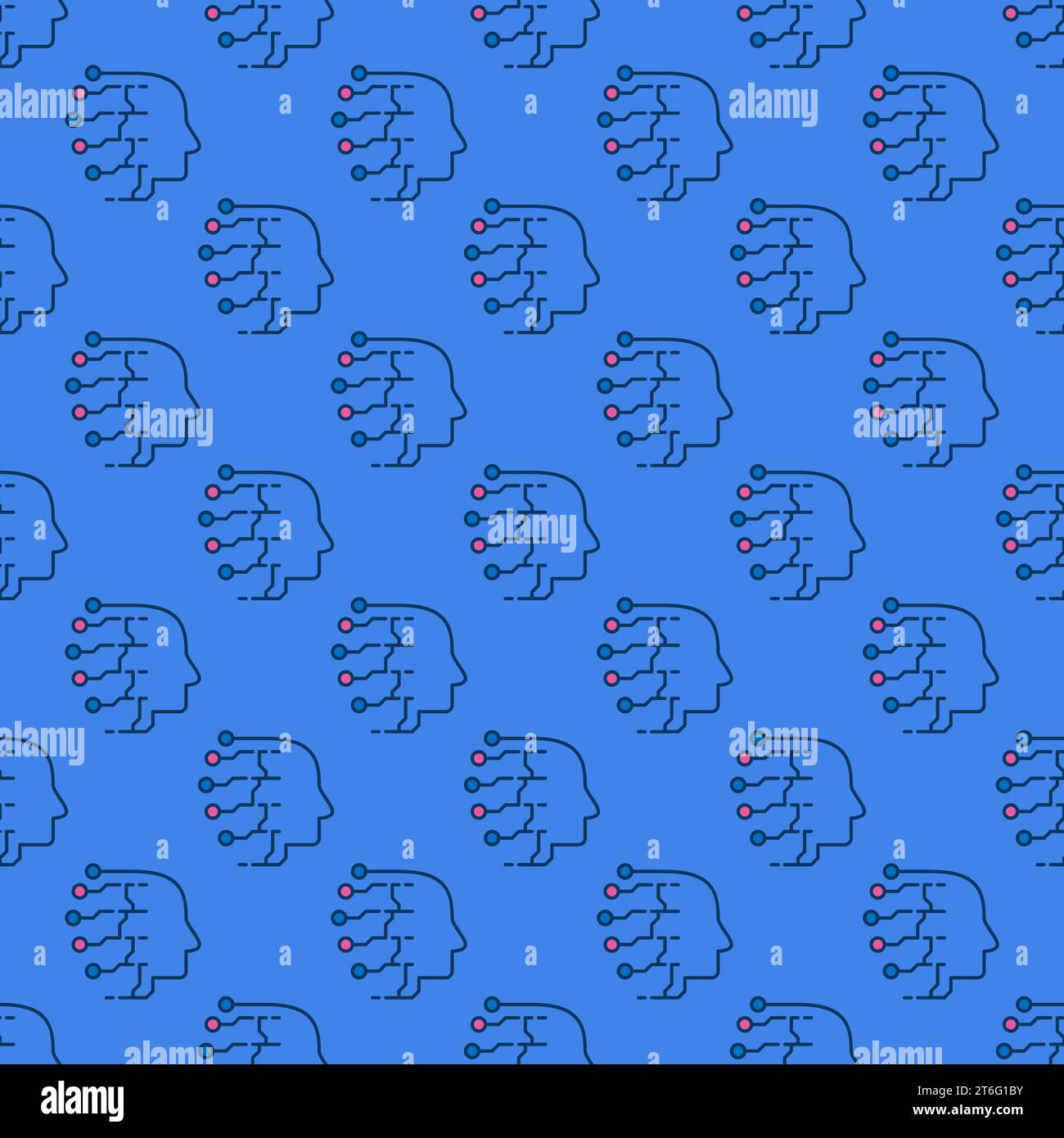 AI Head vector Artificial Intelligence Technology concept blue modern seamless pattern Stock ...