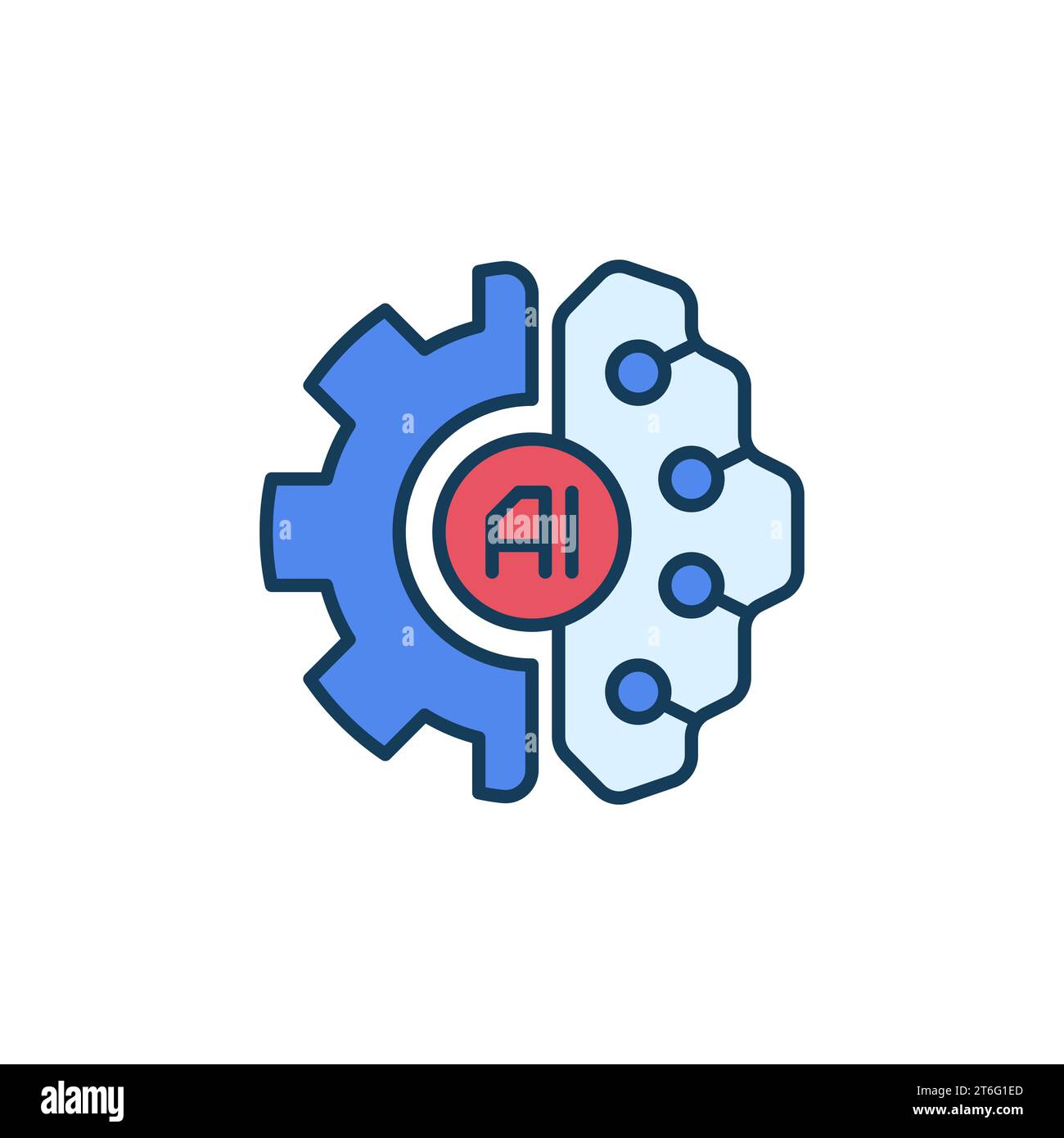 AI Brain with Cog Wheel vector Artificial Intelligence concept colored ...