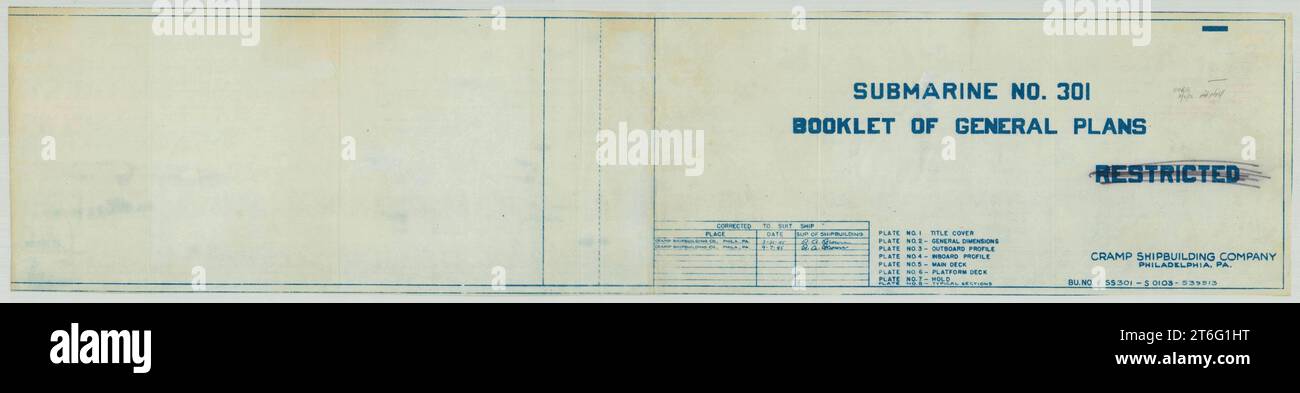 USS USS Roncador (SS-301)- Booklet of General Plans - Title Cover Stock ...