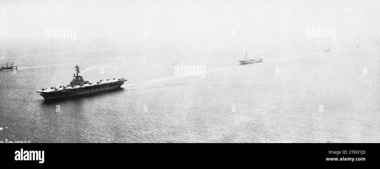 USS Valley Forge (LPH-8) and HMAS Sydney (R17) underway in May 1964 ...