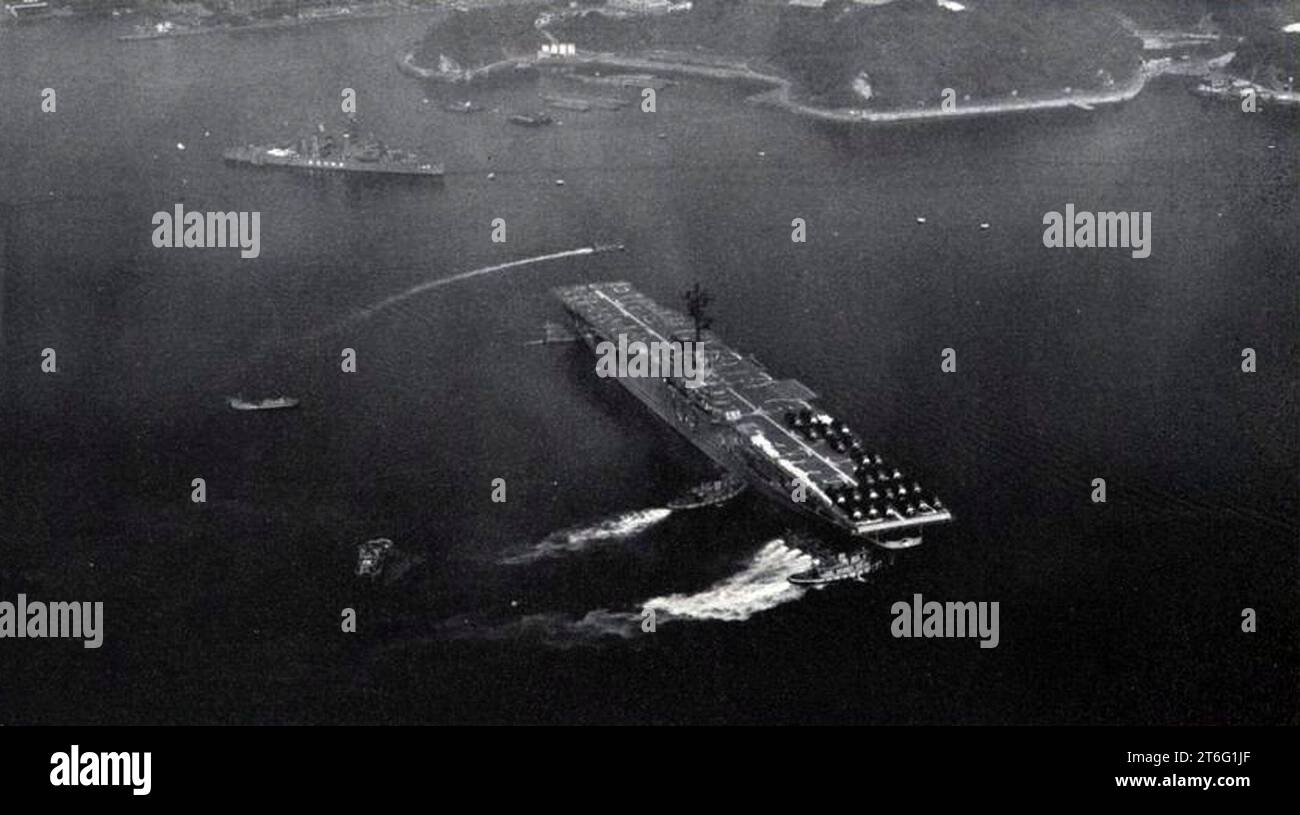USS Valley Forge (LPH-8) leaving Yokosuka, Japan, in April 1965 Stock ...
