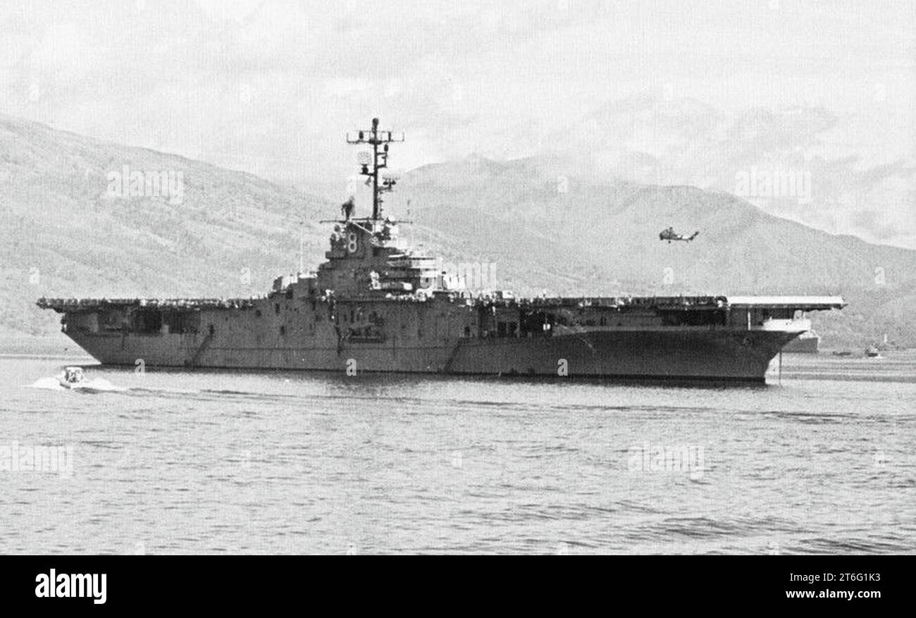 USS Valley Forge (LPH-8) in Subic Bay, circa 23 February 1969 Stock ...