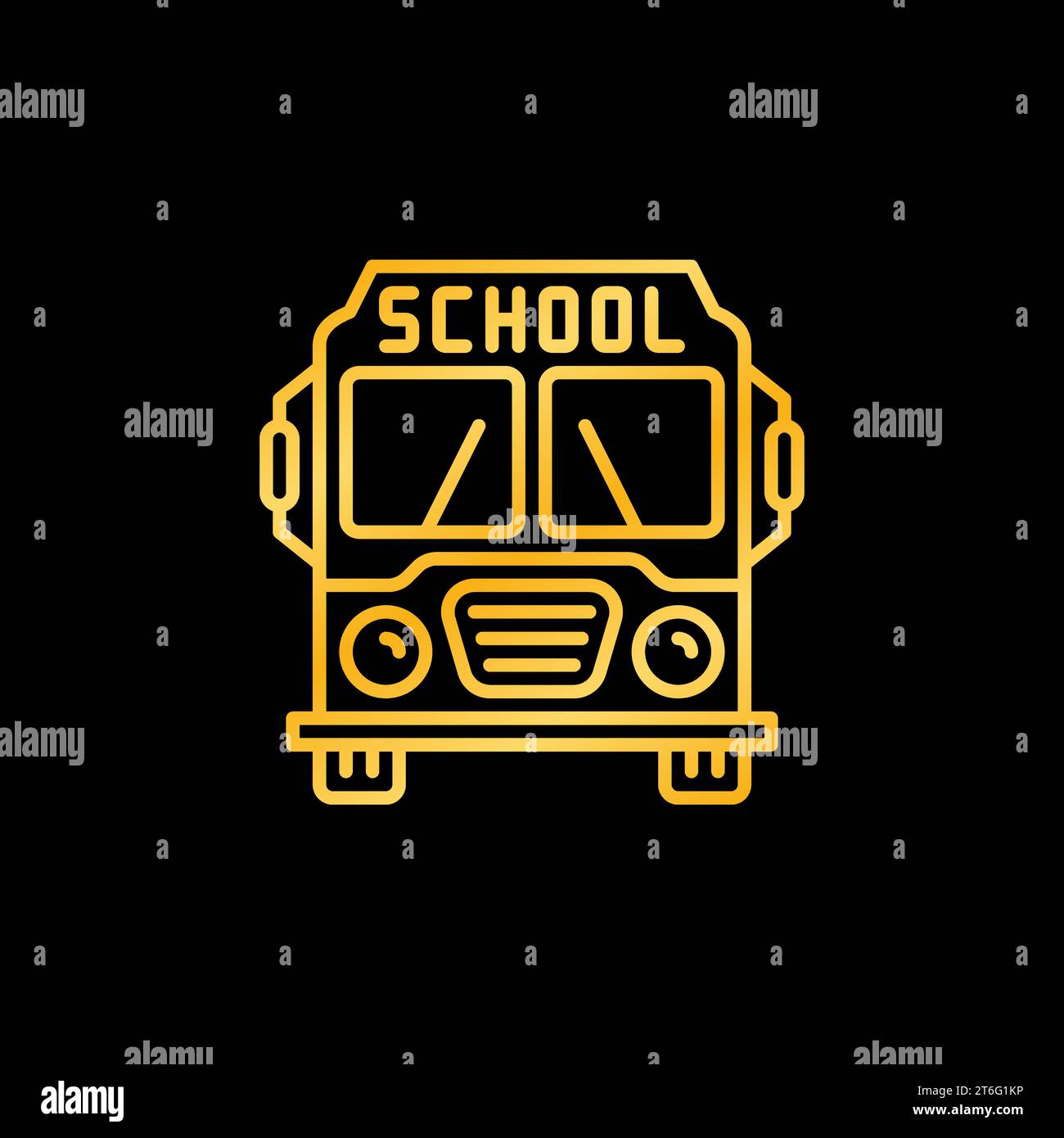 School Bus vector concept yellow linear icon on dark background Stock ...
