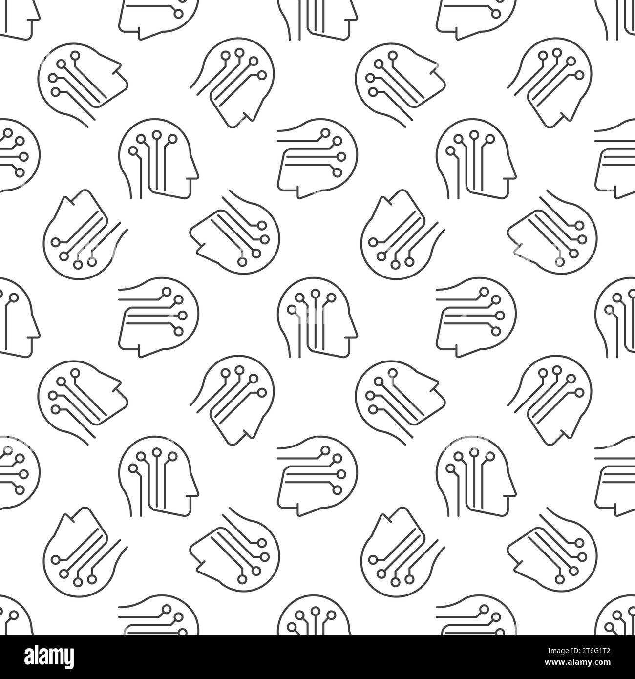 Artificial Intelligence Head vector Robot concept seamless pattern in thin line style Stock ...