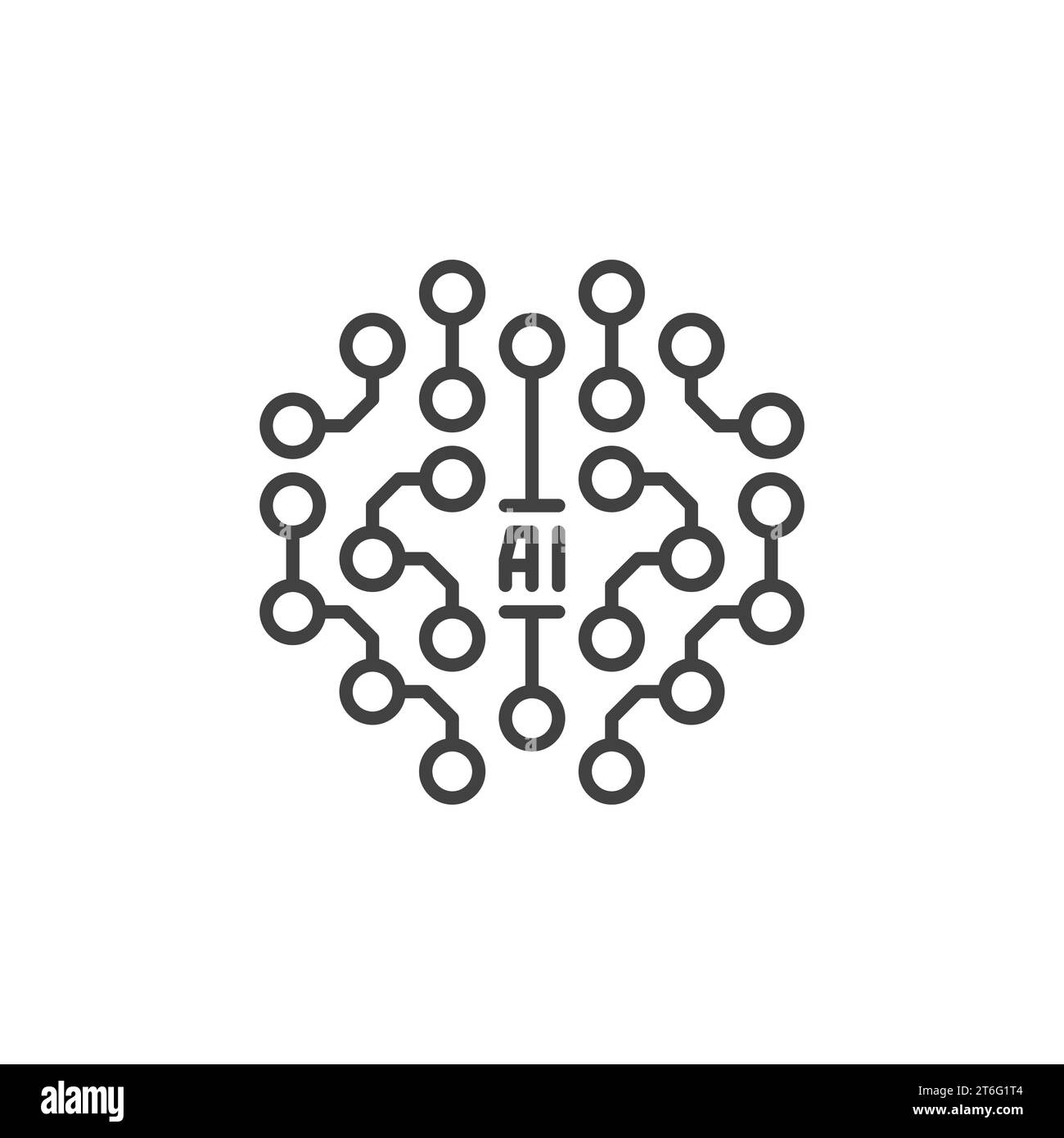 AI Circuits Brain vector Artificial Intelligence concept icon or symbol in outline style Stock ...