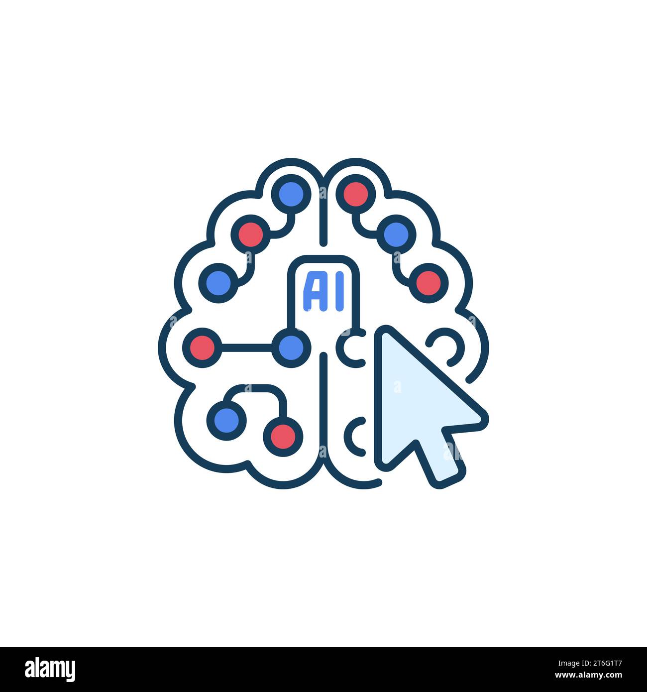 AI Brain and Mouse Cursor vector Artificial Intelligence concept colored icon or sign Stock ...