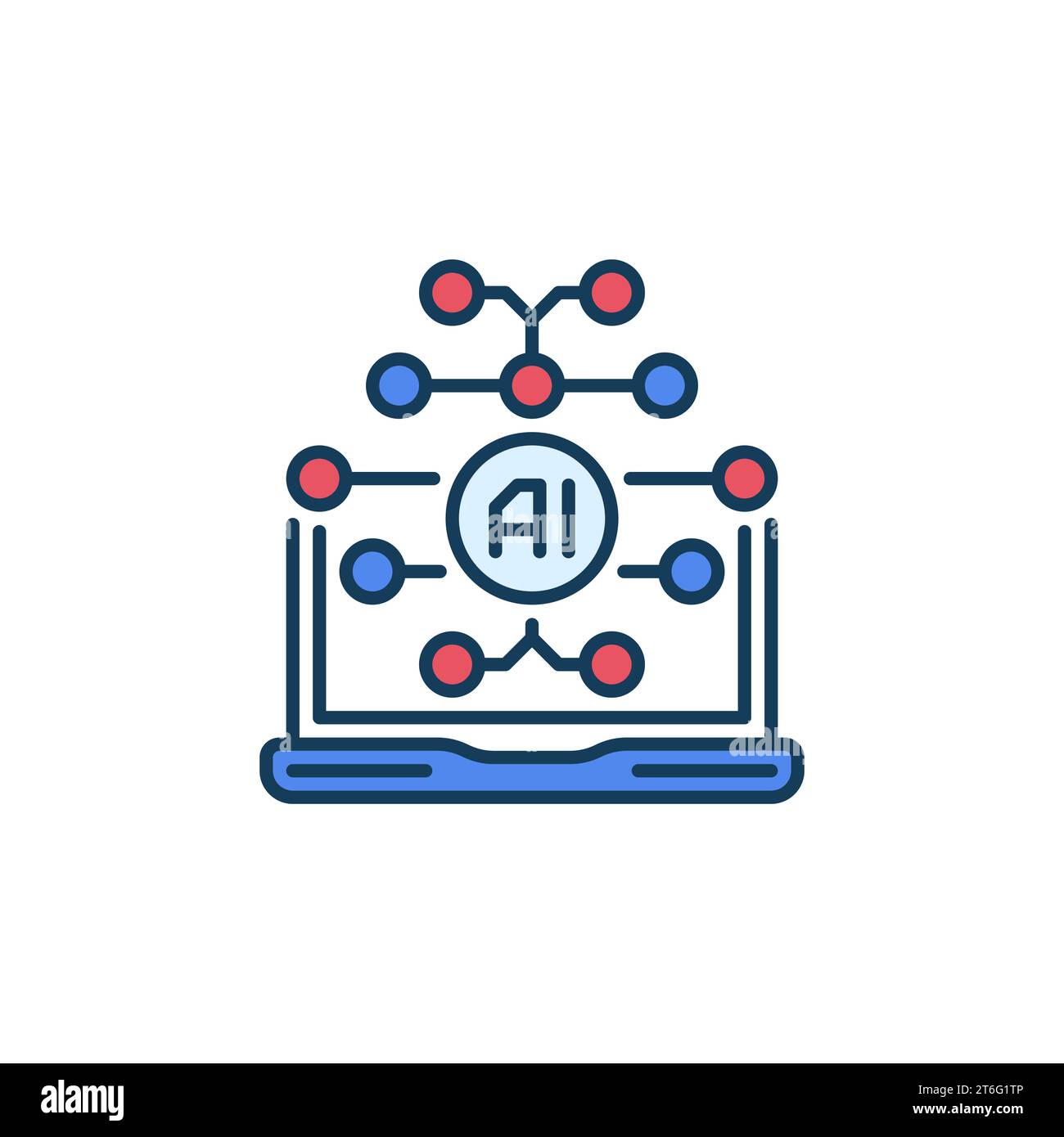 AI Brain and Laptop Computer vector Artificial Intelligence App concept colored icon or sign ...