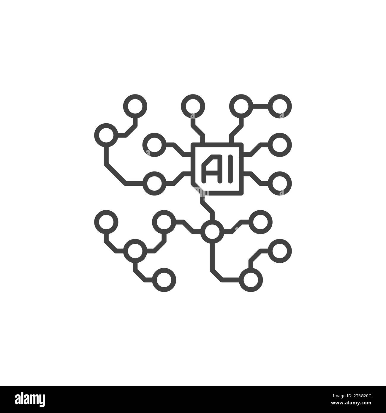 Artificial Intelligence Networl concept outline simple icon or AI ...