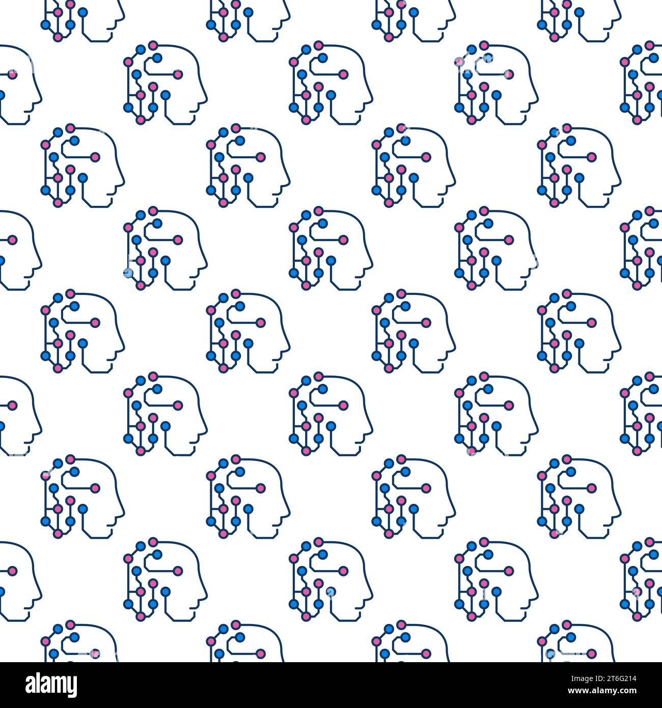 Robot Head with Circuits vector AI concept colored seamless pattern Stock Vector Image & Art - Alamy