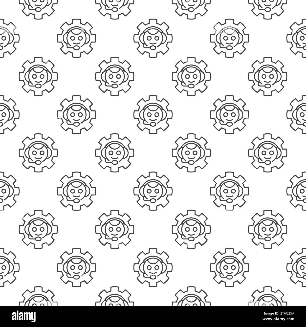 Chat Bot in Cog Wheel vector ChatBot Settings concept linear seamless ...