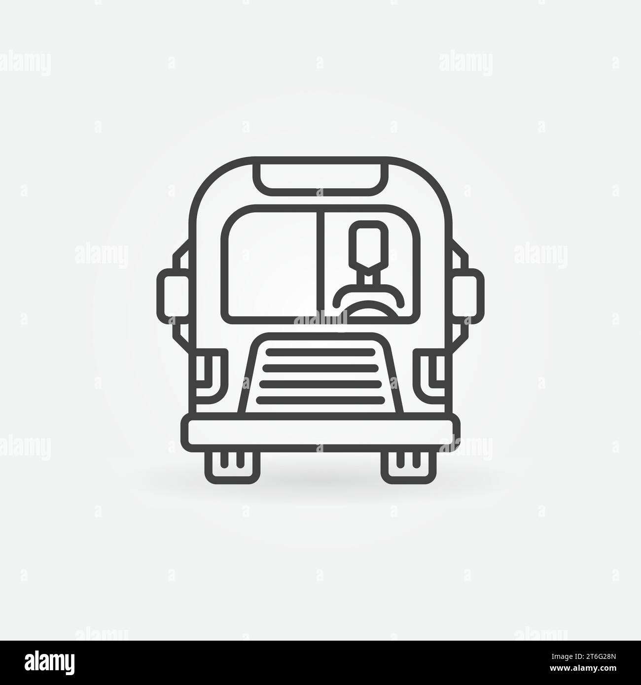School Bus with Driver outline vector concept icon or design element ...