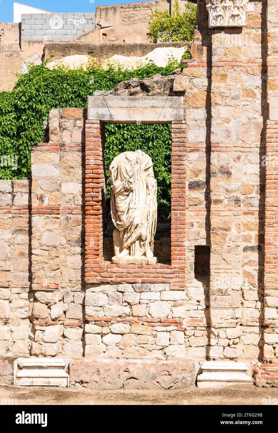 A Roman statue in Merida, capital of Extremadura, Badajoz, Spain Stock ...